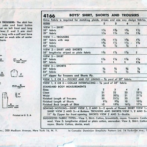 1950s Simplicity 4166 Vintage Sewing Pattern Boys Shirt, Shorts ...