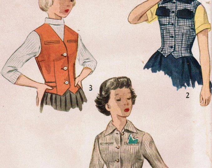 1950s Simplicity 3375 Vintage Sewing Pattern Girl's Weskit, Vest ...