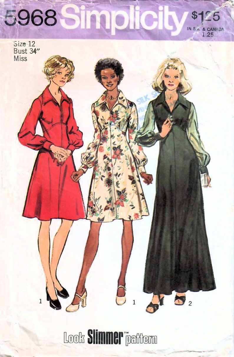 1970s Simplicity 5968 Vintage Sewing Pattern Misses Empire - Etsy