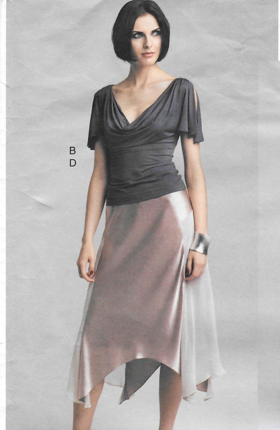 2000s Draped Top, Handkerchief Skirt Sewing Pattern: Vogue P946 Misses ...