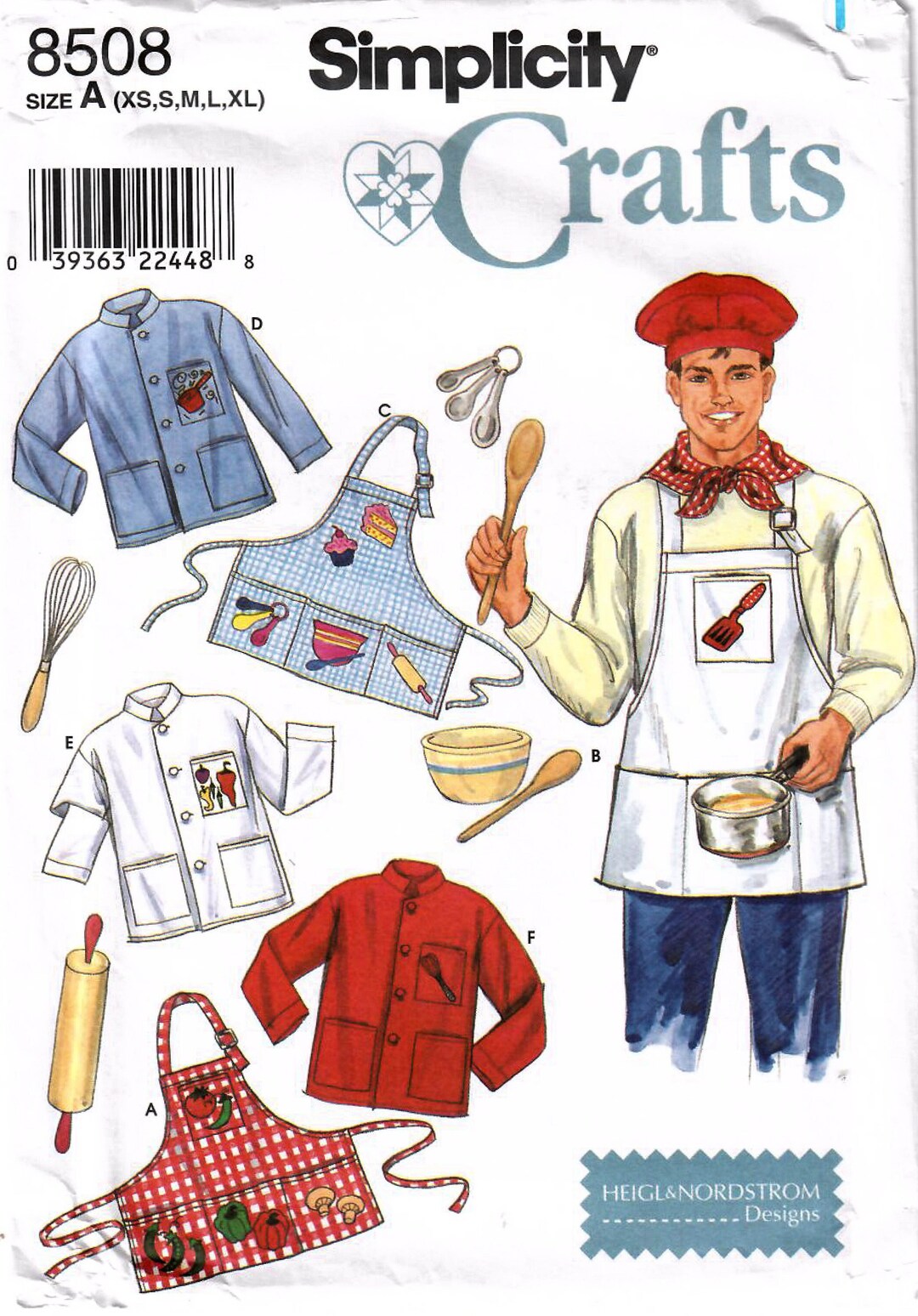 1990s Simplicity 8508 UNCUT Vintage Sewing Pattern Chef Apron, Chef ...