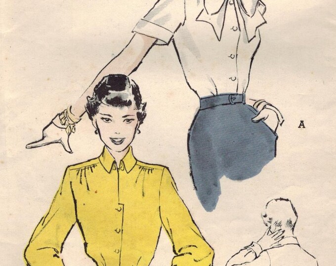1950s Butterick 5432 Vintage Sewing Pattern Misses Blouse Bust 34, Bust ...