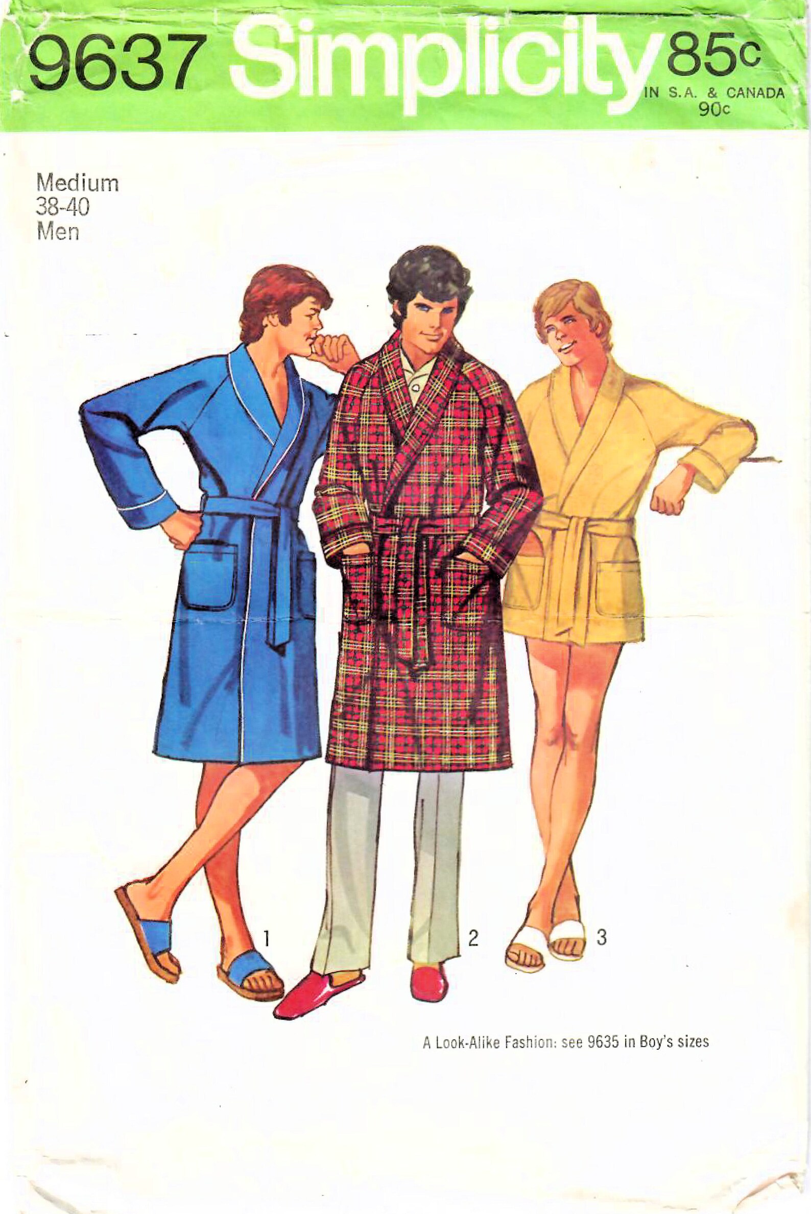 1970s Simplicity 9637 Vintage Sewing Pattern Men's Robe | Etsy