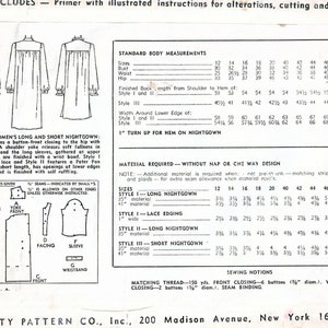 1940s Simplicity 1402 / 2210 Vintage Sewing Pattern Misses Nightgown ...