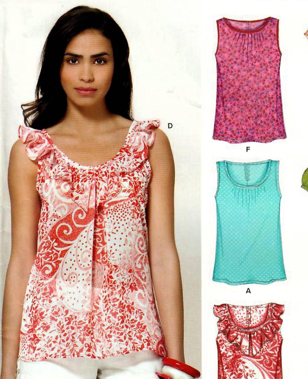 2010s New Look 6895 Sewing Pattern Misses Summer Tops, Sleeveless ...