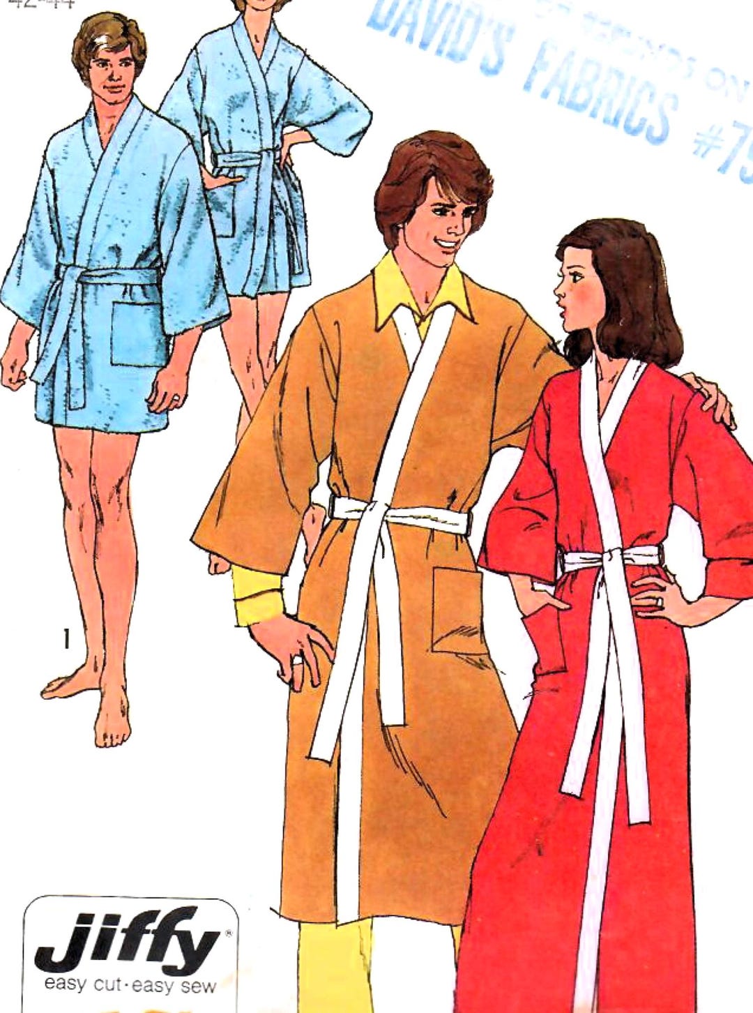 1970s Wrap Robe Sewing Pattern: Simplicity 5685 Men Size Large (42-44 ...