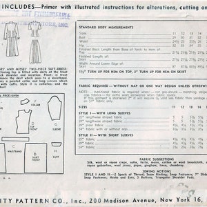 1940s Simplicity 2282 UNCUT Vintage Sewing Pattern Junior Two Piece ...
