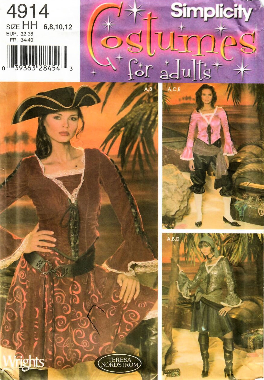 2000s Simplicity 4914 UNCUT Sewing Pattern Misses Pirate Costume Size 6 ...