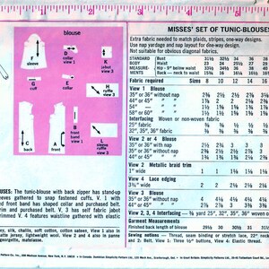 1970s Simplicity 9124 Vintage Sewing Pattern Misses Tunic Blouse ...