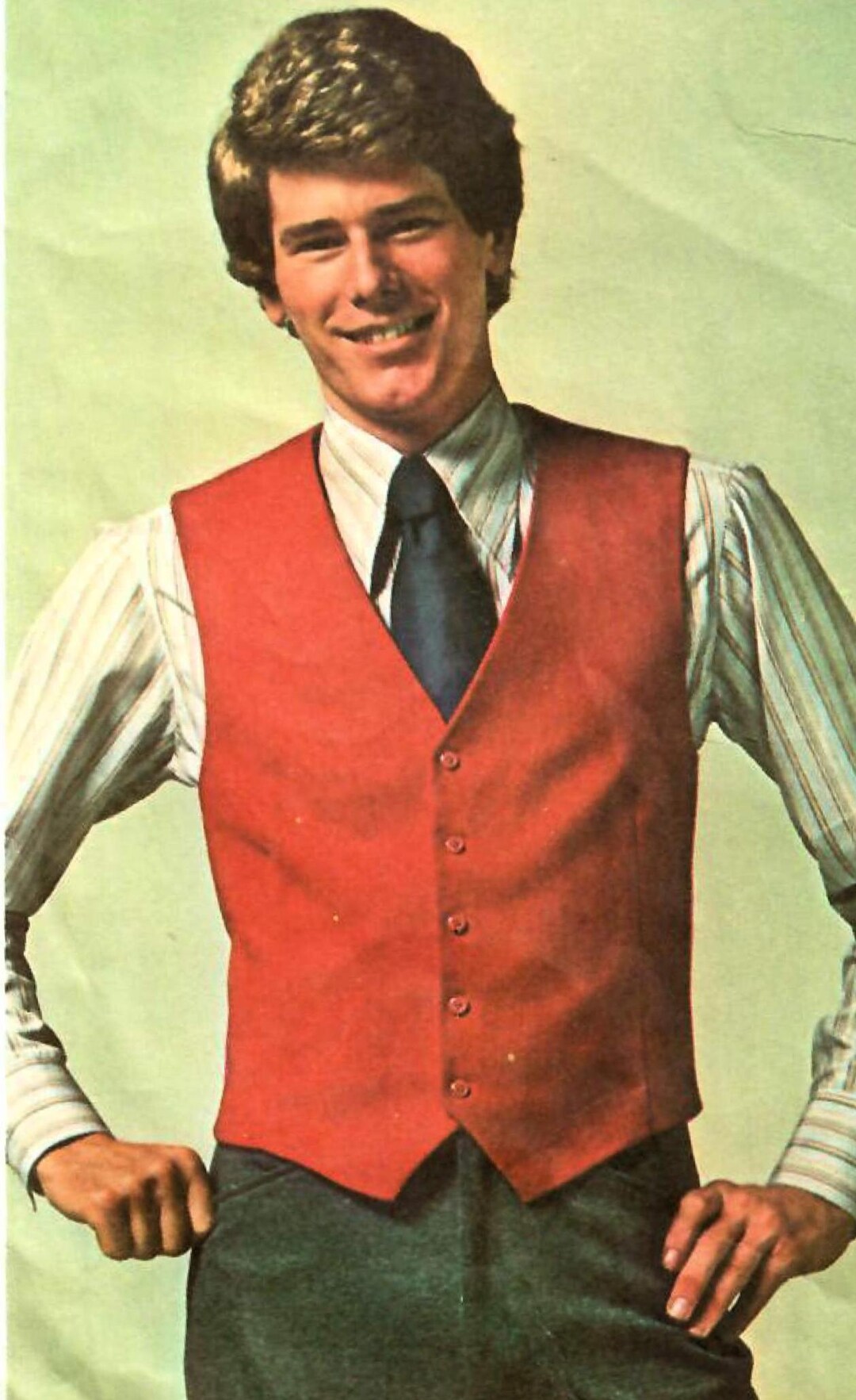 1970s Fitted Vest and Necktie Sewing Pattern: Simplicity 7701 Men Size ...