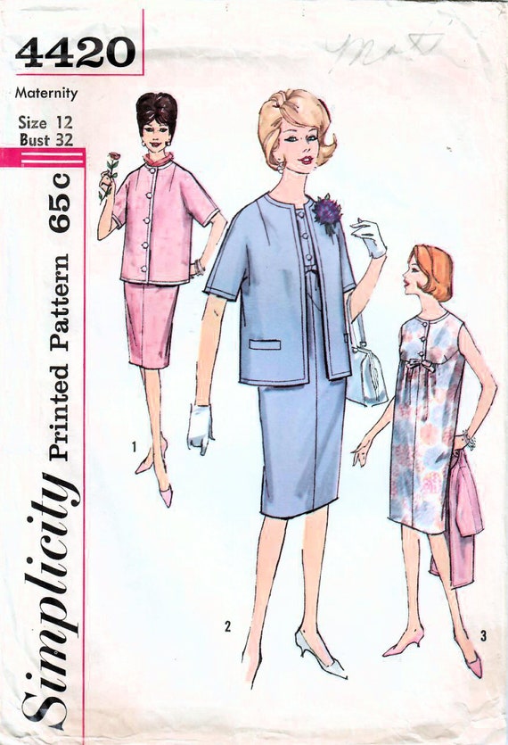 SIMPLICITY Pattern 6362・Vintage 1960s Sewing・Size 16 Maternity Sewing ...