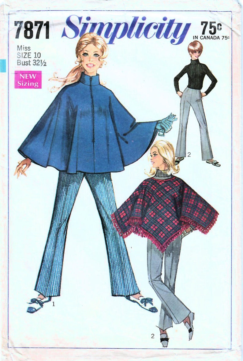 1960s Simplicity 7871 Vintage Sewing Pattern Tailored Poncho - Etsy