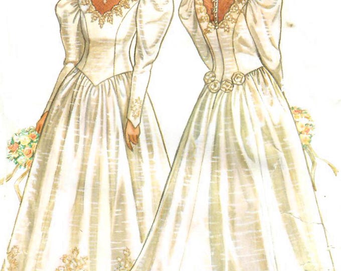 1980s New Look 6684 UNCUT Vintage Sewing Pattern Misses Wedding Gown ...