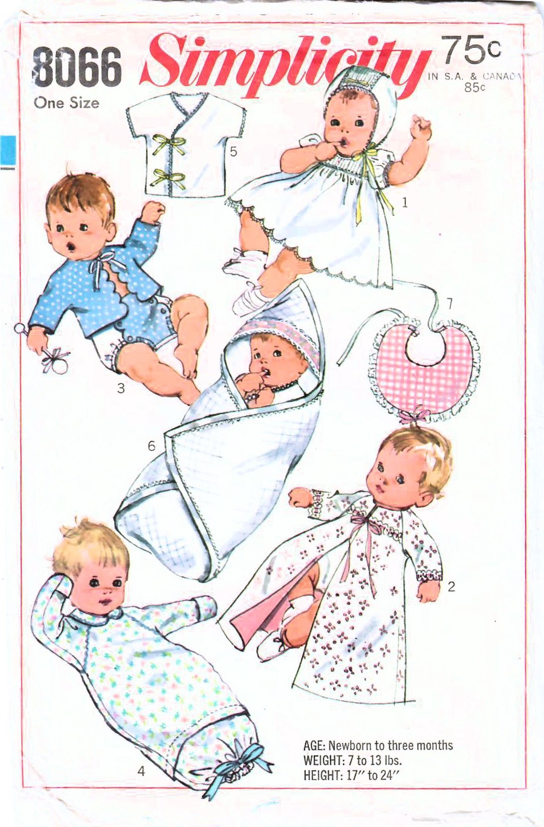 1960s Simplicity 8066 Vintage Sewing Pattern Infant Layette, Infant ...