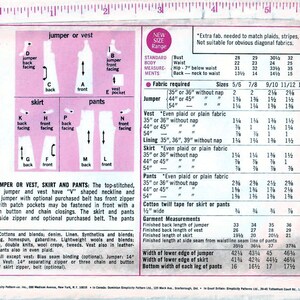 1960s Simplicity 8360 Vintage Sewing Pattern Jumper, Vest, A-line Skirt, Pants Young Junior ...