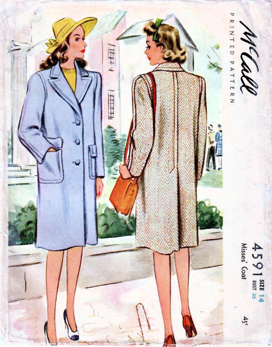 Mccall 4591 Vintage Sewing Pattern Coat, Overcoat, Chesterfield Coat ...