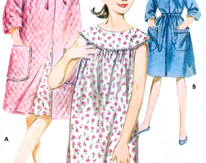 1960s Butterick 2510 Vintage Sewing Pattern Girls Nightgown, Robe Size ...