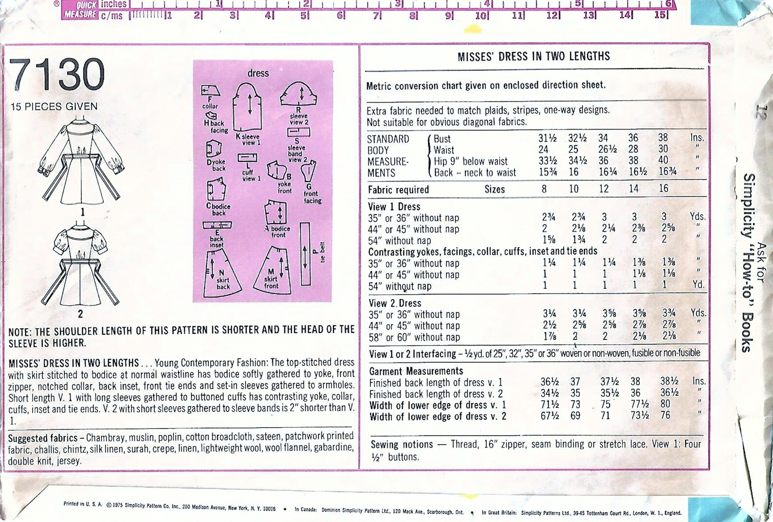 1970s Simplicity 7130 Vintage Sewing Pattern Misses Flared | Etsy
