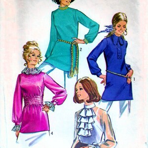 1970s Simplicity 9124 Vintage Sewing Pattern Misses Tunic Blouse ...