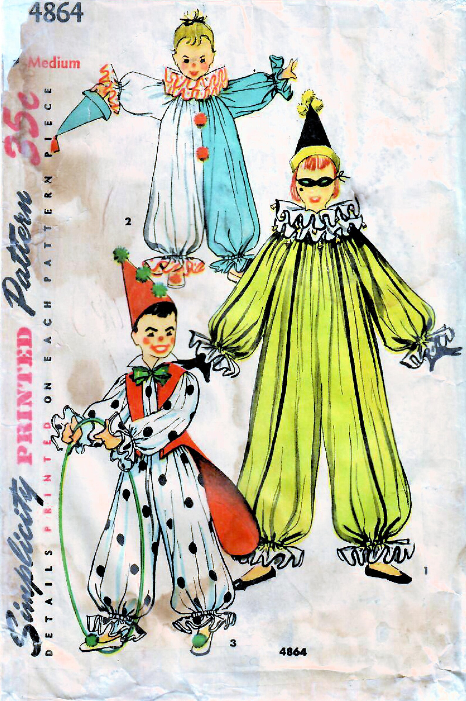 1950s Simplicity 4864 Vintage Sewing Pattern Child's Clown - Etsy