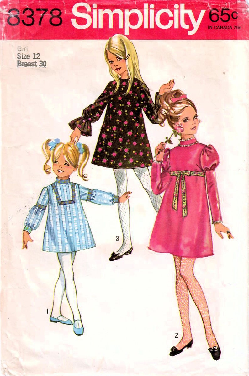 1960s Simplicity 8378 Vintage Sewing Pattern Girls Flared - Etsy