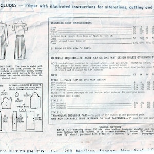 1940s Simplicity 1112 Vintage Sewing Pattern Misses Shirtwaist Dress ...