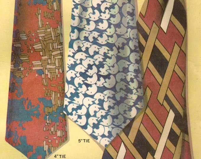 1970s Mccall's 2568 UNCUT Vintage Sewing Pattern Men's Neckties and Bow ...