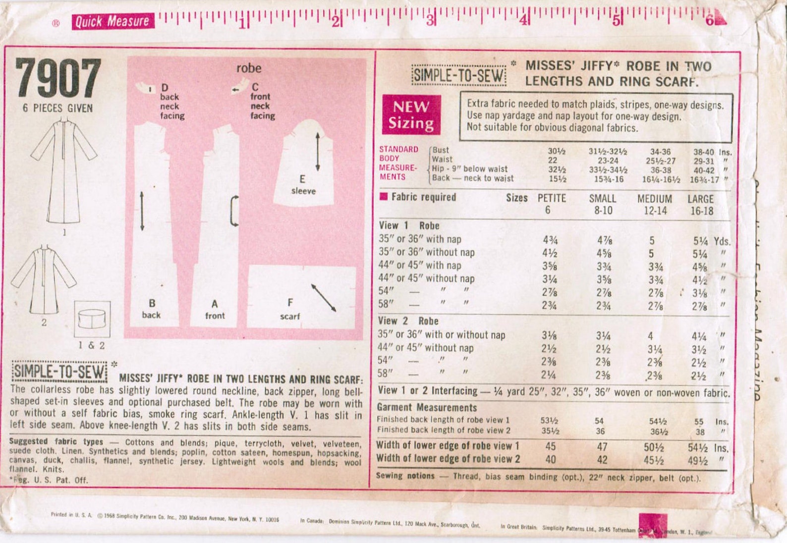 1960s Simplicity 7907 UNCUT Vintage Sewing Pattern Misses - Etsy