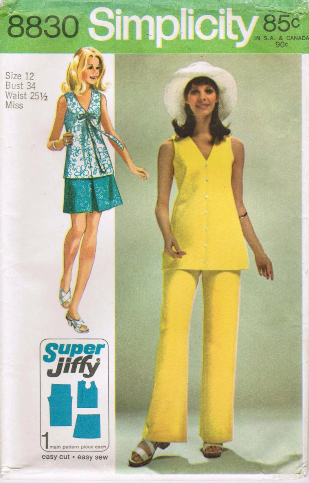 1970s Simplicity 8830 Vintage Sewing Pattern Misses Mini-skirt, Tunic ...
