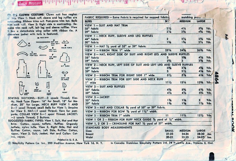 1950s Simplicity 4864 Vintage Sewing Pattern Child's Clown | Etsy