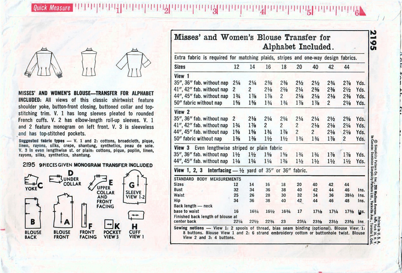 1950s Simplicity 2195 Vintage Sewing Pattern Misses Women - Etsy