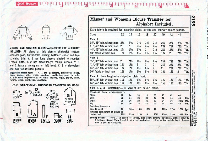 1950s Simplicity 2195 Vintage Sewing Pattern Misses Women - Etsy