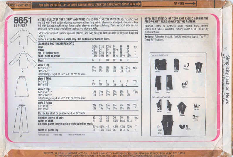 1970s Simplicity 8651 UNCUT Vintage Sewing Pattern Misses - Etsy