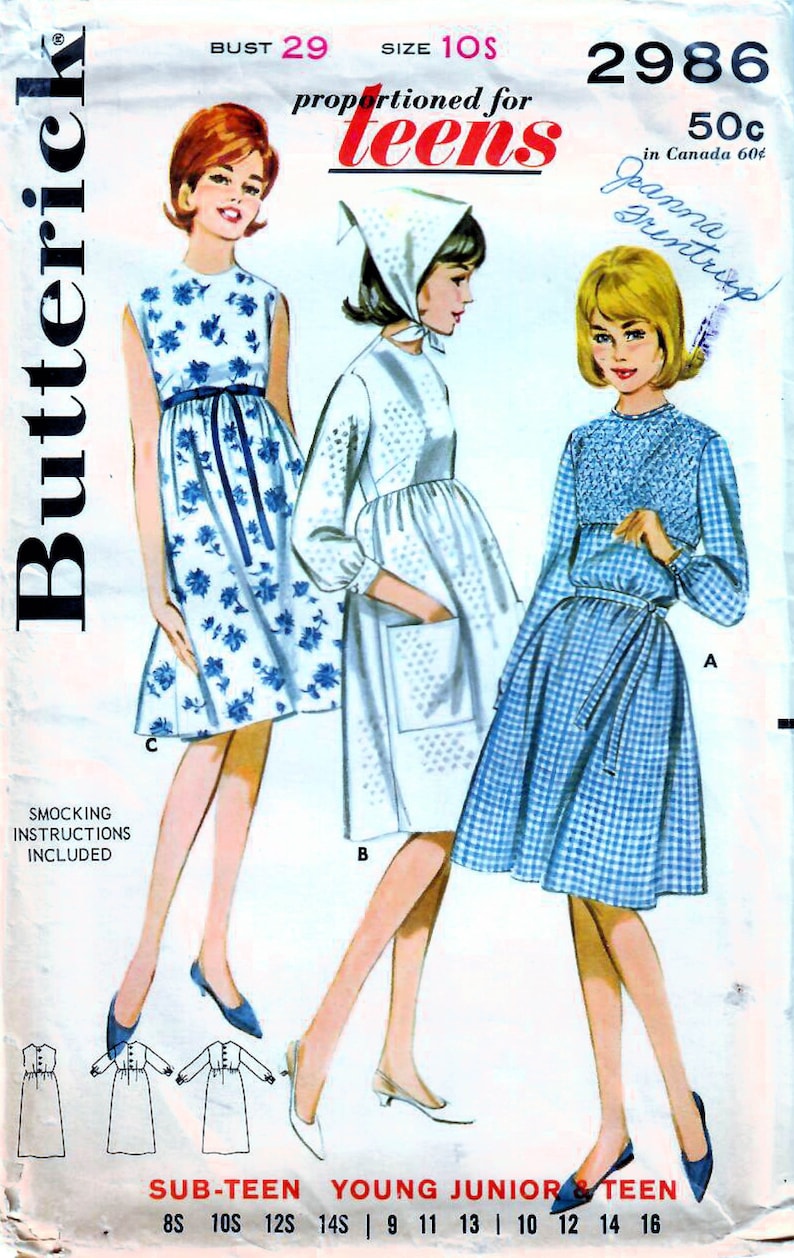 1960s Butterick 2986 UNCUT Vintage Sewing Pattern High Waist - Etsy
