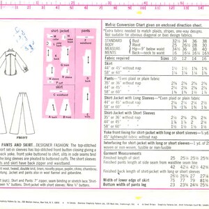 1970s Simplicity 7046 Vintage Sewing Pattern Misses Shirt Jacket Pants ...