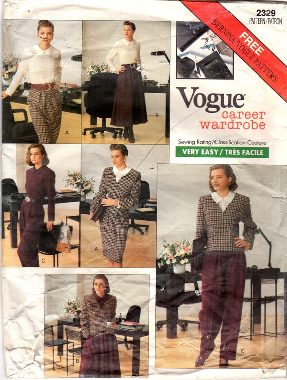 1980s Vogue 2329 Vintage Sewing Pattern Misses Jacket Blouse | Etsy