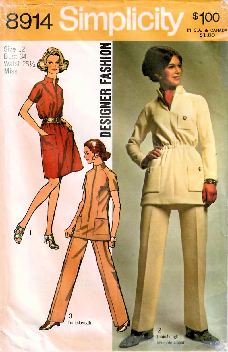 1970s Simplicity 8914 Vintage Sewing Pattern Misses Dress - Etsy