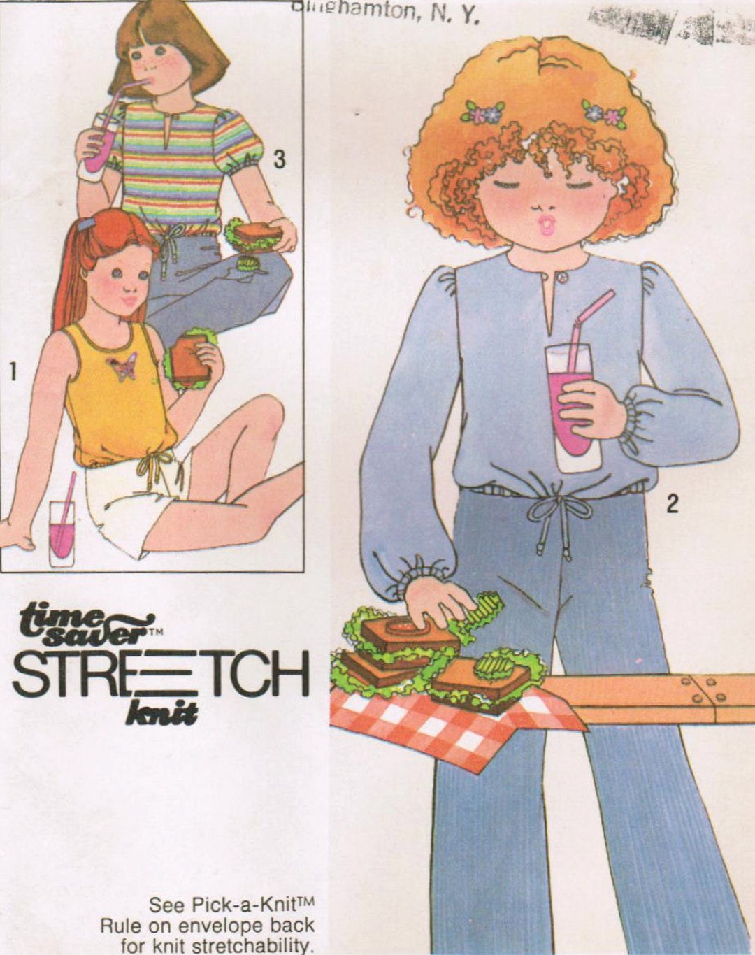 1970s Simplicity 8598 UNCUT Vintage Sewing Pattern Girls Pullover Tops ...