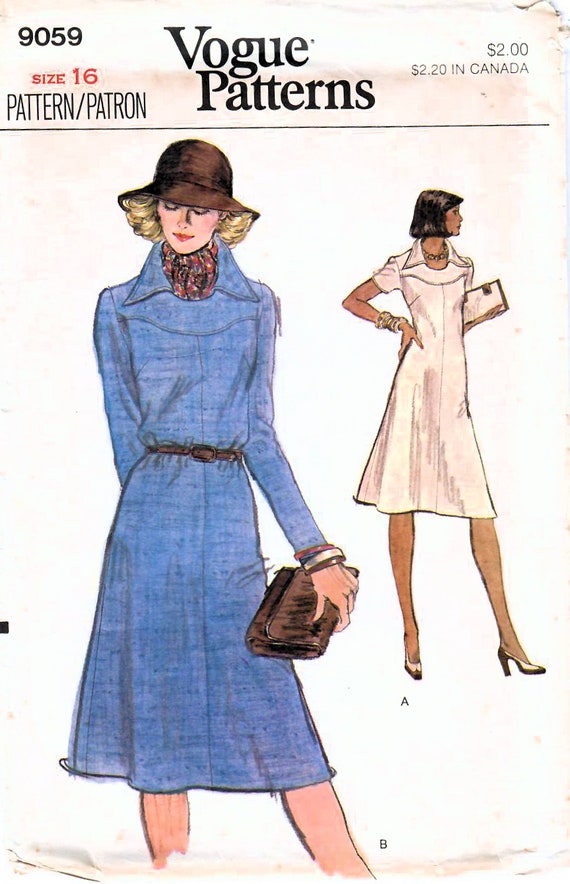 1970s Vogue 9059 Vintage Sewing Pattern Misses A-line Dress - Etsy