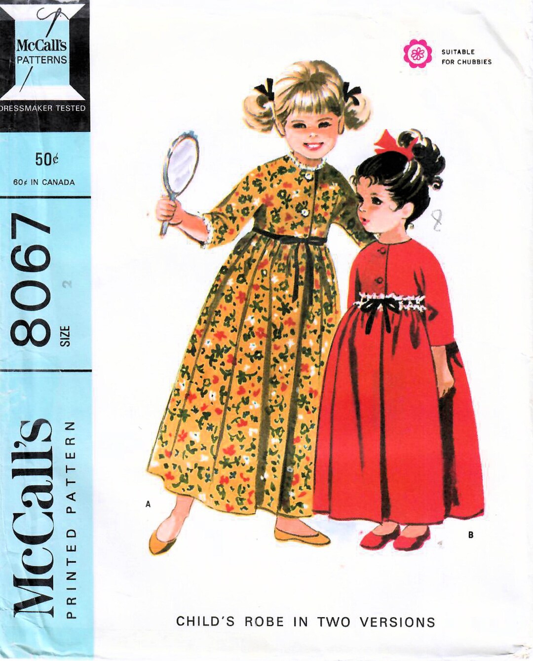 1960s Mccall's 8067 UNCUT Vintage Sewing Pattern Girls Long Robe, High ...