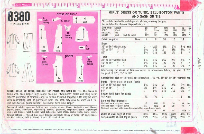 1960s Simplicity 8380 Vintage Sewing Pattern Girls Mini Dress - Etsy