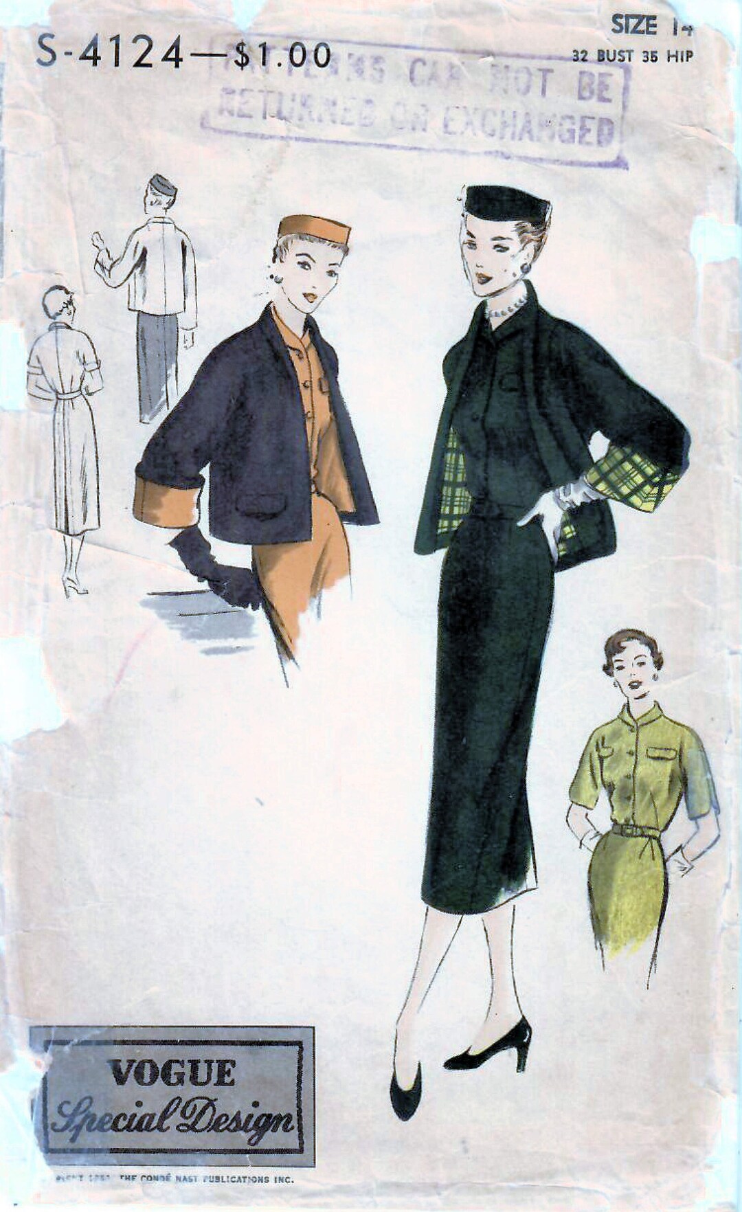 1950s Vogue S-4124 UNUSED Vintage Sewing Pattern Special Design Misses ...