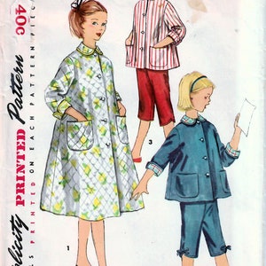1950s Simplicity 1441 Vintage Sewing Pattern Girls Robe, Housecoat ...