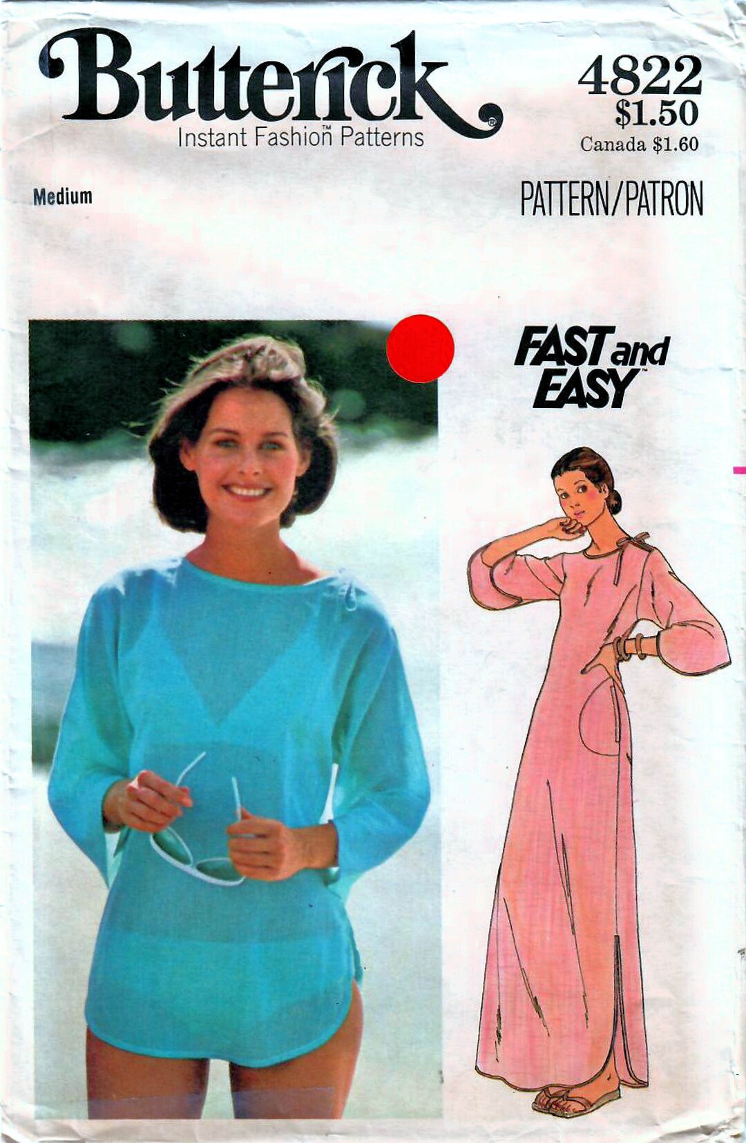 1970s Butterick 4822 UNCUT Vintage Sewing Pattern Casual Long Dress ...