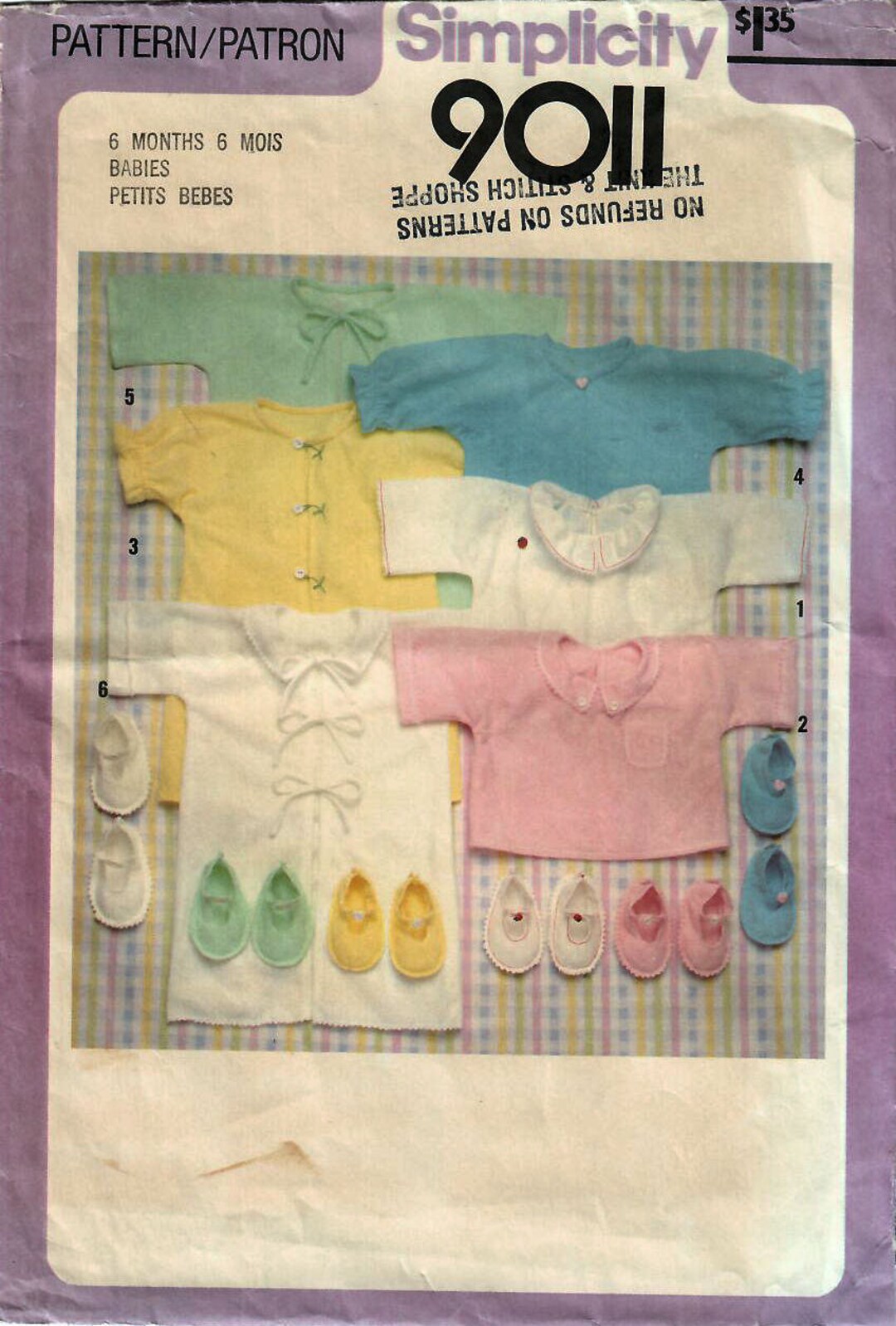 1970s Simplicity 9011 Vintage Sewing Pattern Infant Kimono, Bootees ...
