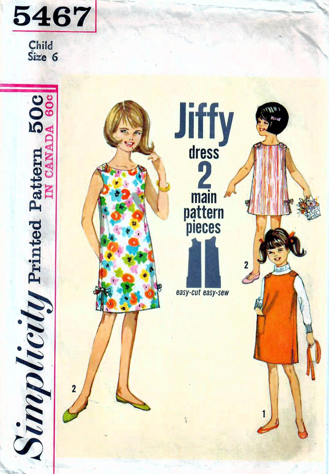 1960s Simplicity 5467 Vintage Sewing Pattern Sundress, Shift, Jumper ...