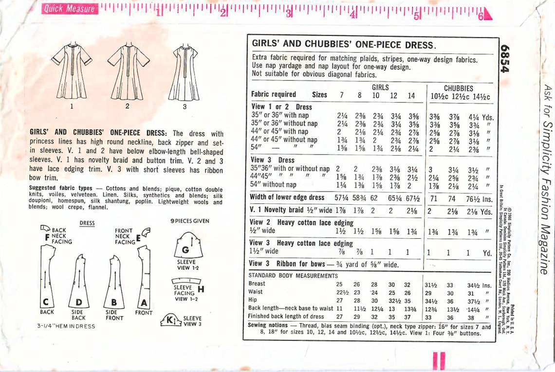 1960s Simplicity 6854 Vintage Sewing Pattern Girls Princess - Etsy