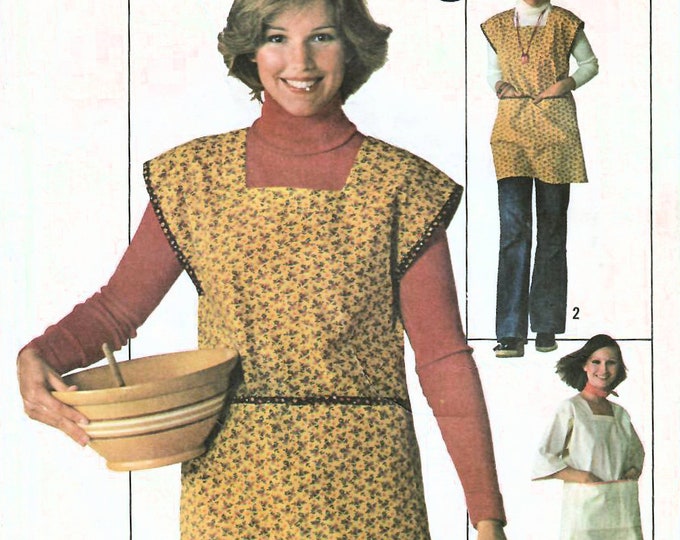 1970s Simplicity 7708 Vintage Sewing Pattern Misses Smock, Full Apron ...