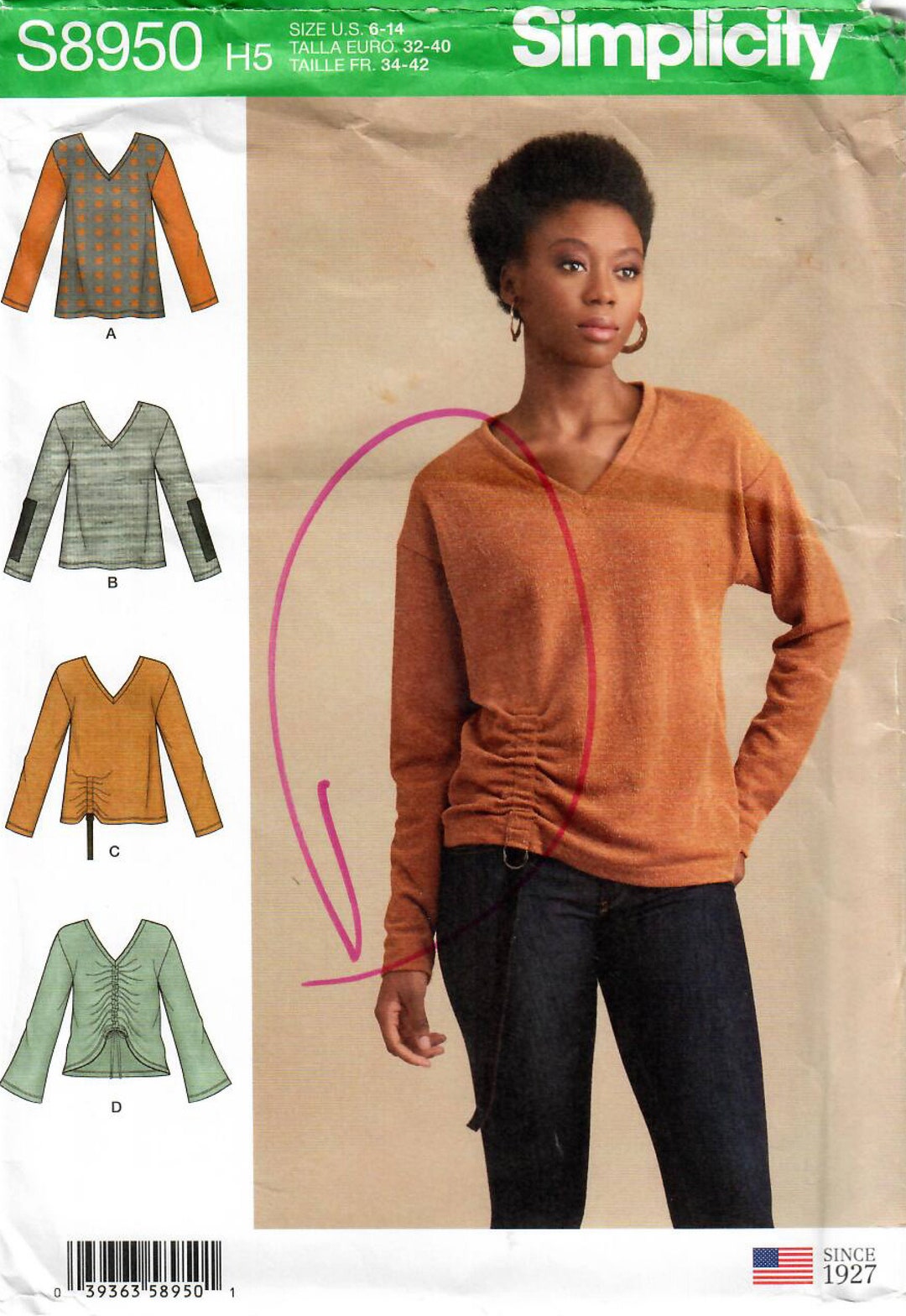 2010s Simplicity 8950 UNCUT Sewing Pattern Misses Pullover Top, Knit ...