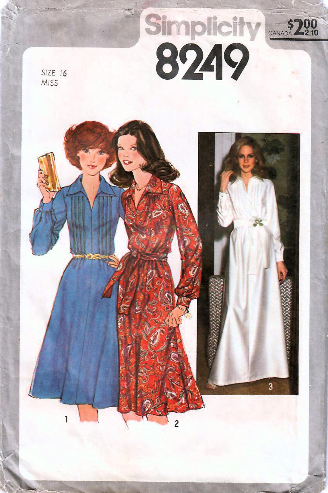 1970s Simplicity 8249 Vintage Sewing Pattern Misses Shirtwaist Dress ...